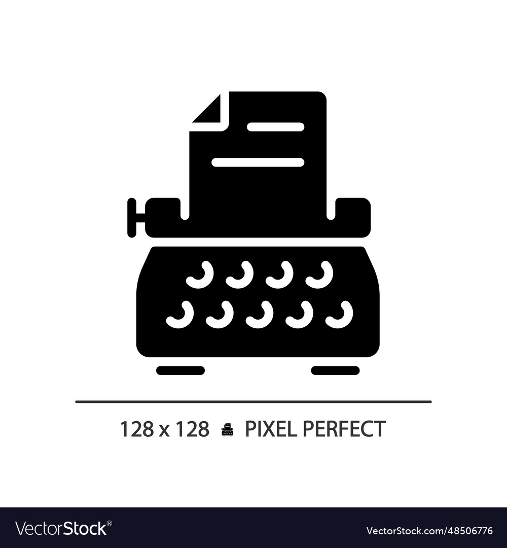 2d glyph style typewriter solid icon Royalty Free Vector