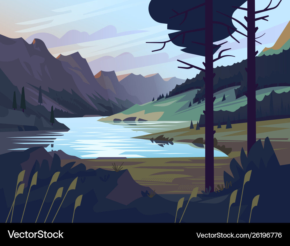 Beautiful wild nature landscape Royalty Free Vector Image