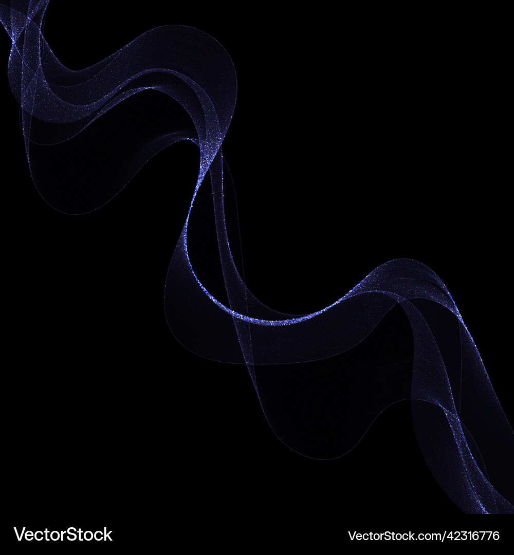 Flowing particles of a wave pattern in blue Vector Image