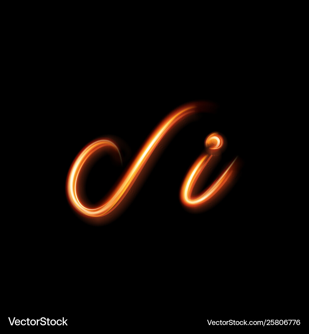 Glowing light letter i hand lighting painting Vector Image