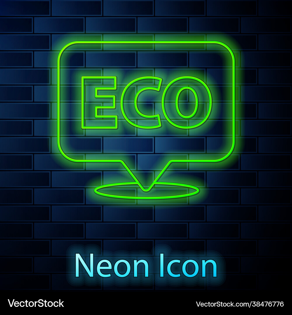 Glowing neon line banner label tag logo for eco Vector Image