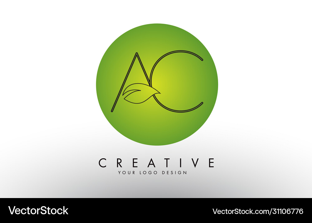 Leaf letters ac a c and creative swoosh green Vector Image