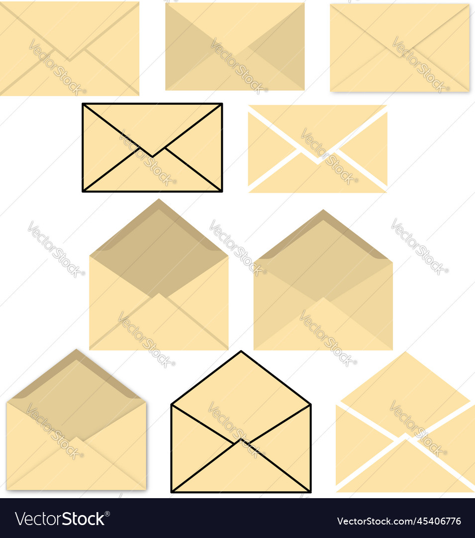 Post envelope set Royalty Free Vector Image - VectorStock