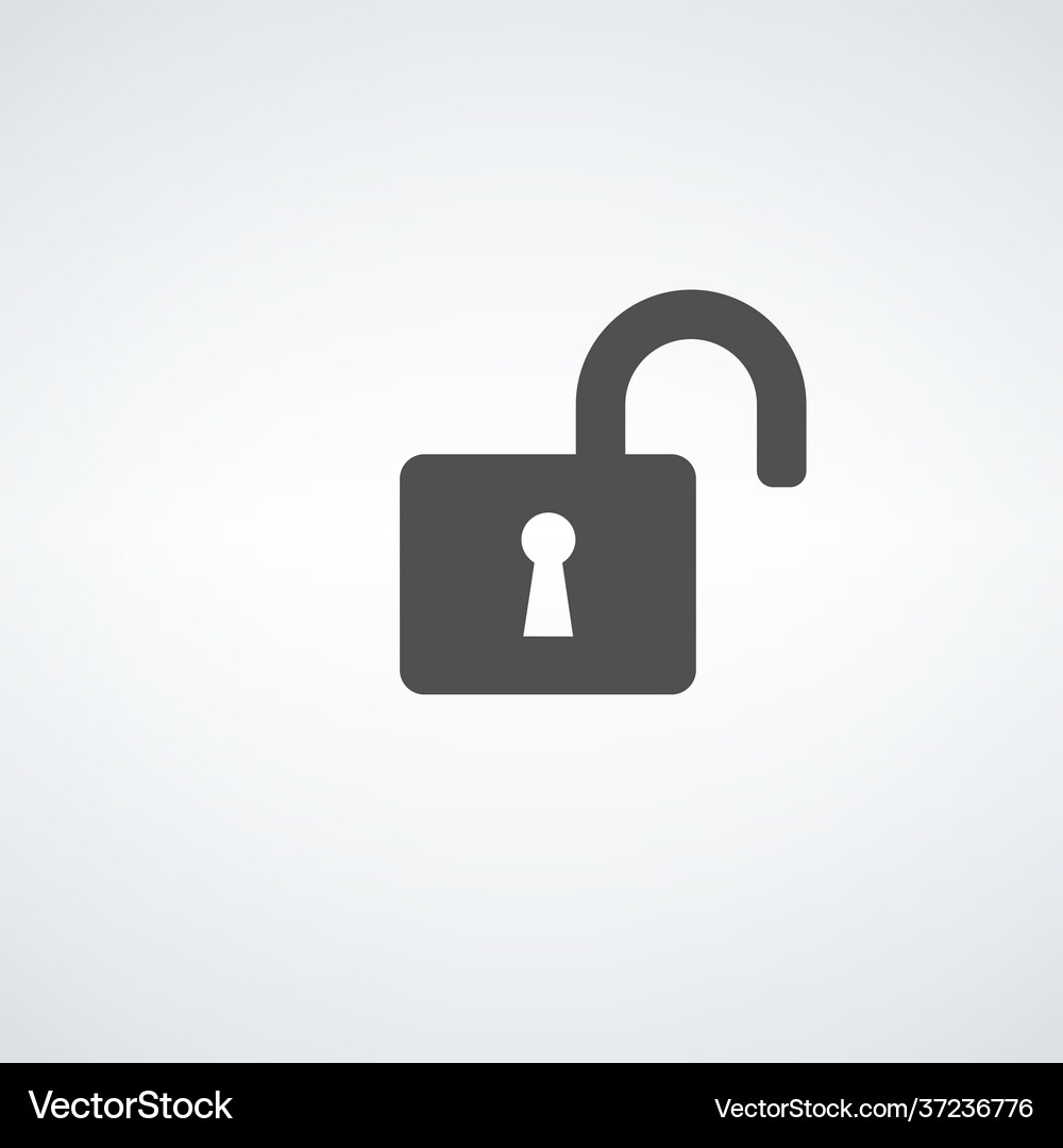 Unlock simple icon with keyhole stock isolated Vector Image