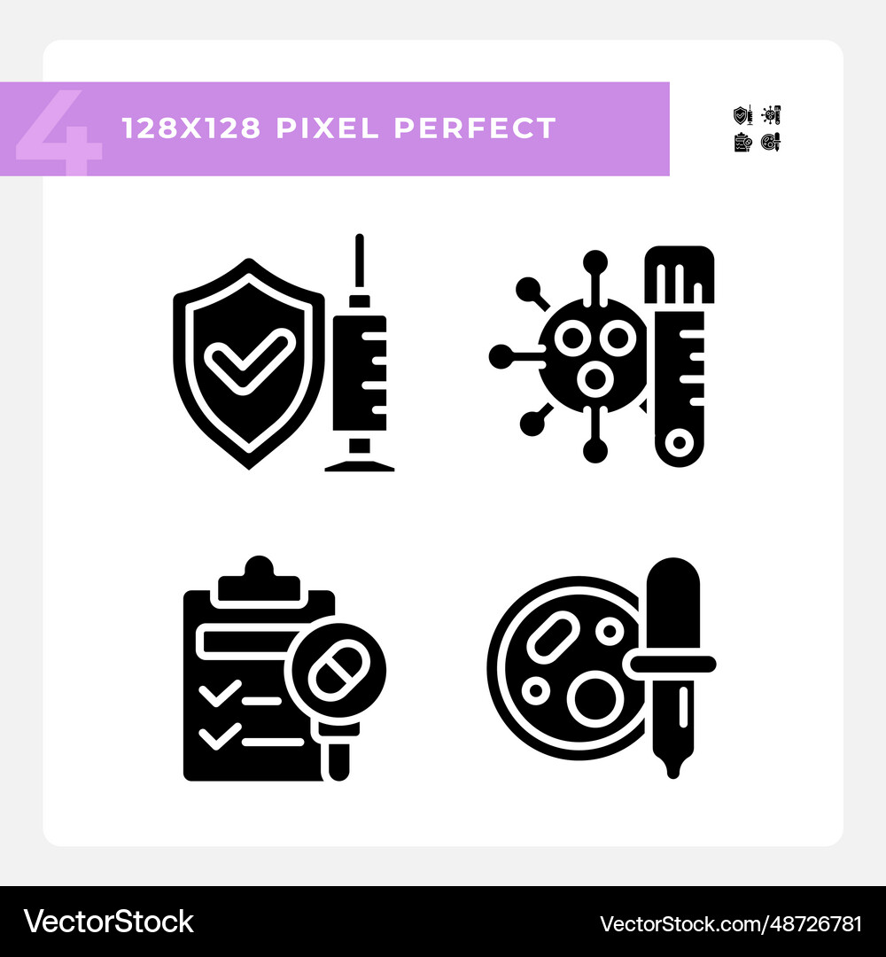2d glyph style bacteria silhouette icons pack Vector Image