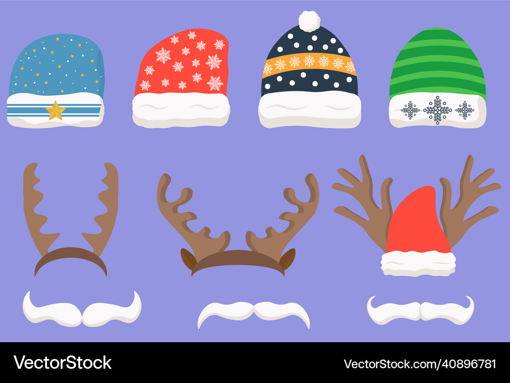 Christmas Photo Booth Props Set Royalty Free Vector Image