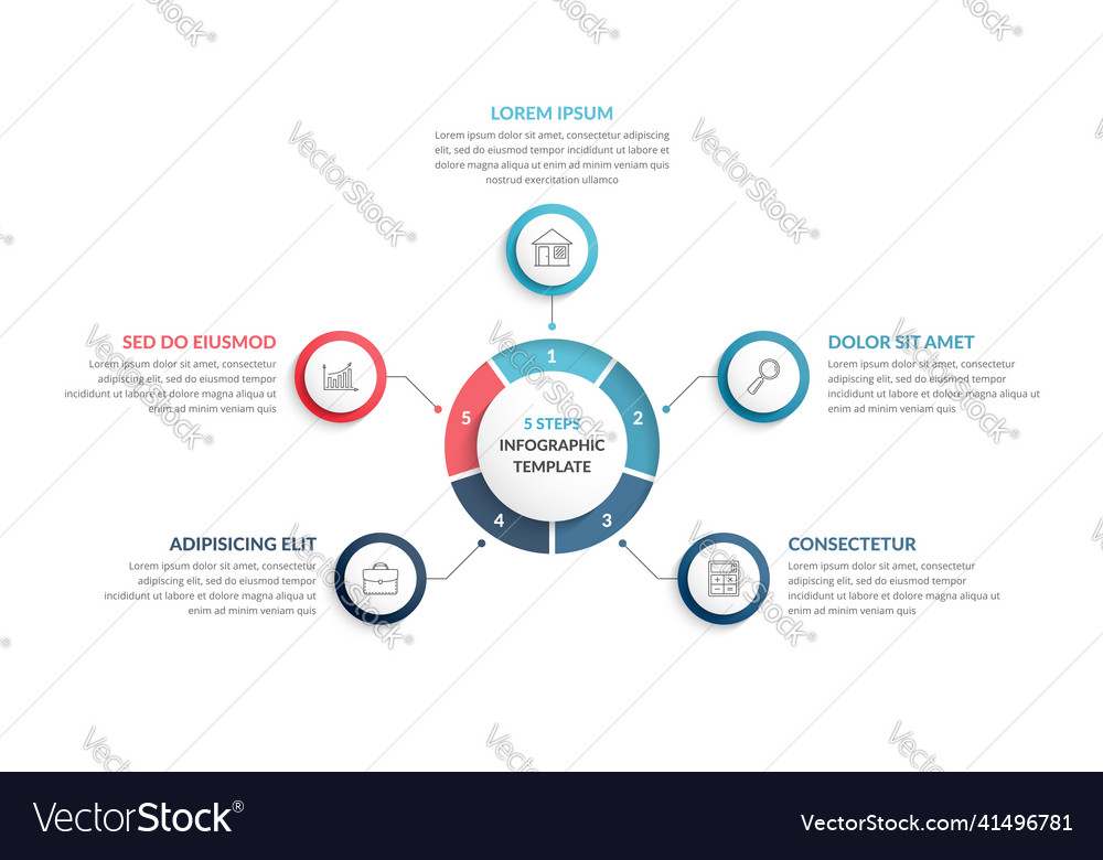 Circle infographics - five elements Royalty Free Vector