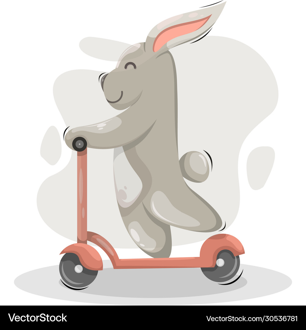 Cute rabbit play scooter cartoon Royalty Free Vector Image