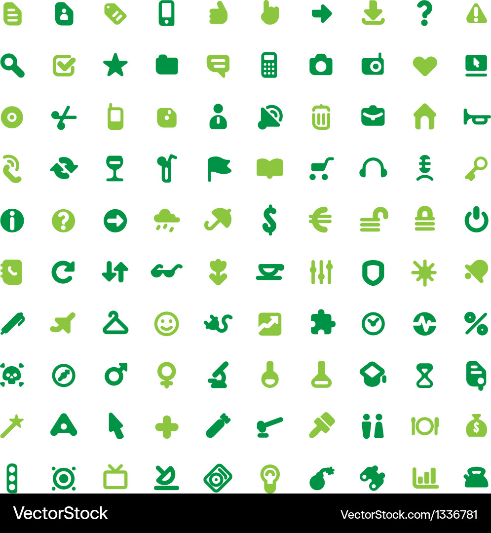 Green icons and signs Royalty Free Vector Image