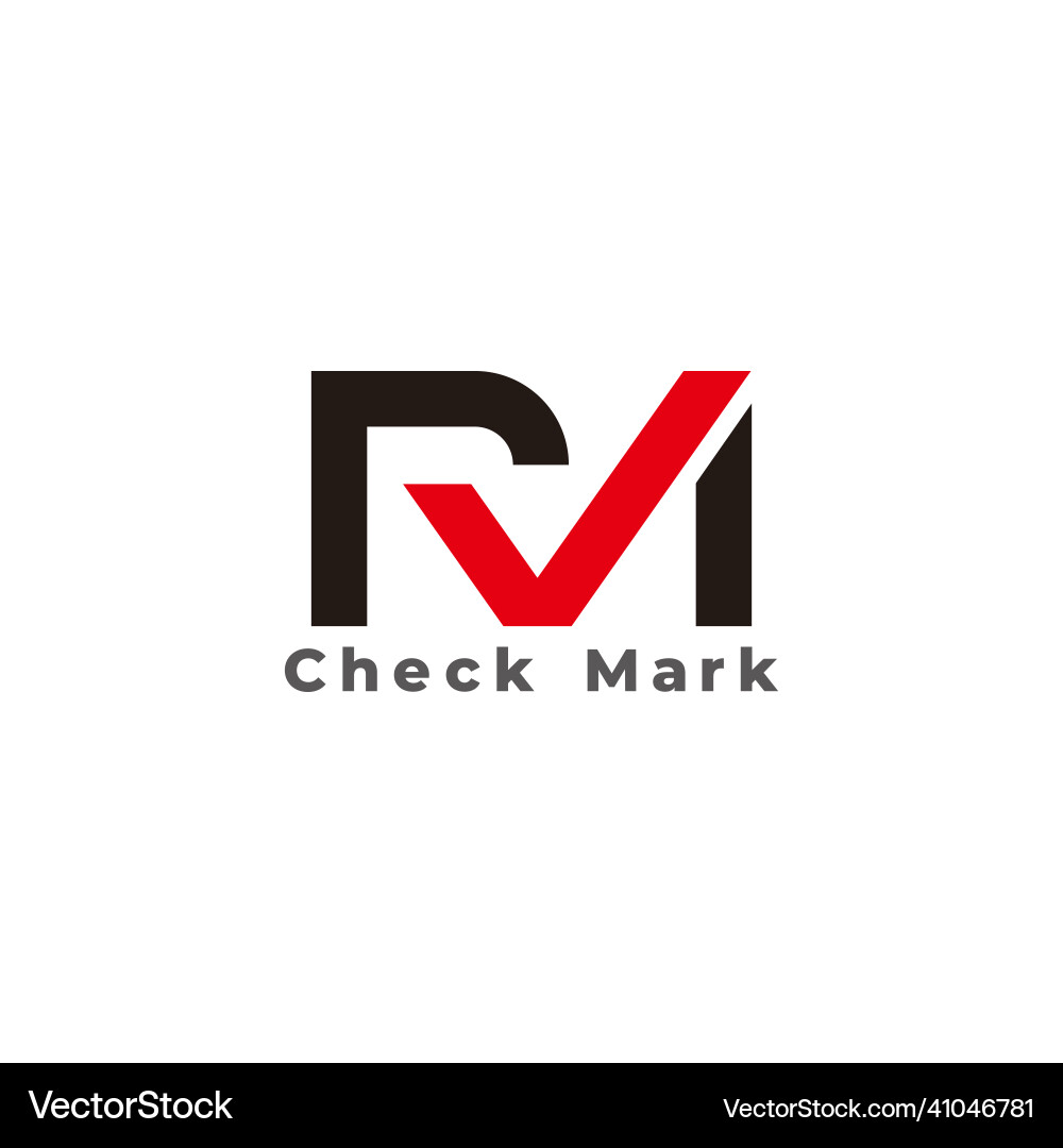 Letters rm simple check mark symbol geometric logo