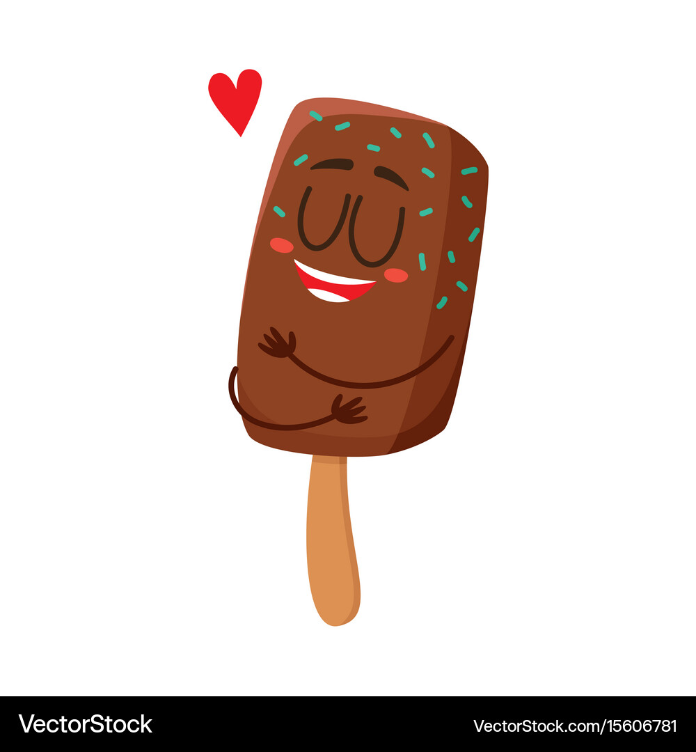 Smiling ice cream on stick popsicle character Vector Image