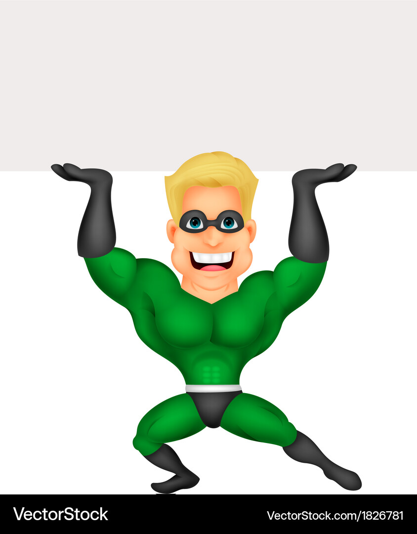 Superhero cartoon with blank sign Royalty Free Vector Image