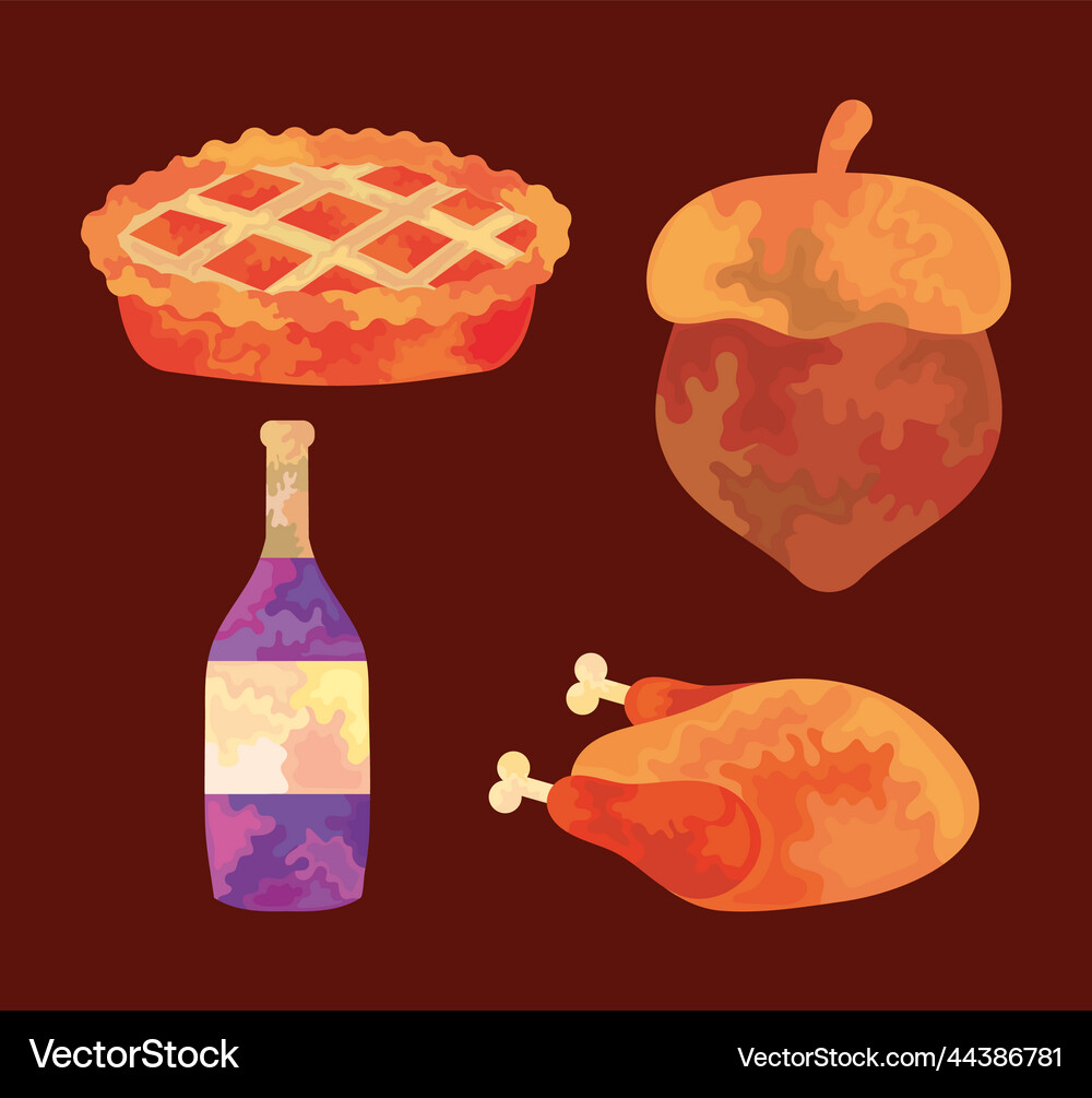 Thanksgiving food icon set Royalty Free Vector Image