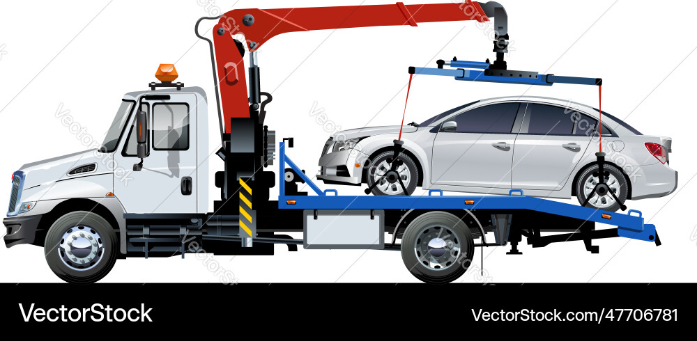Tow truck template isolated on white Royalty Free Vector