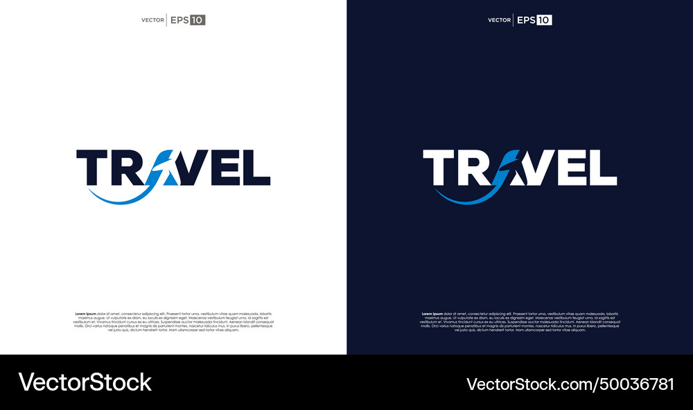Travel modern wordmark logo design plane Vector Image