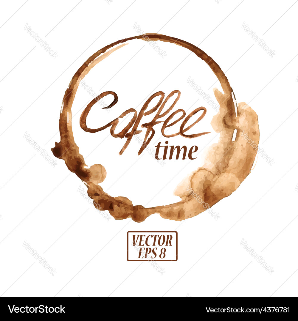 Watercolor emblem with coffee stains Royalty Free Vector