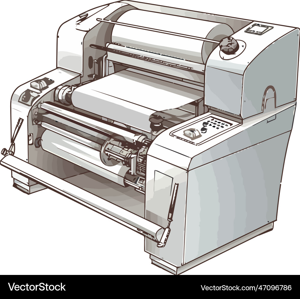 Antique printing press turning printing out Vector Image