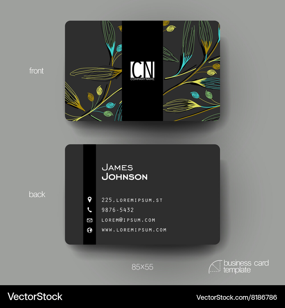 Business card template with autumn leaf Royalty Free Vector