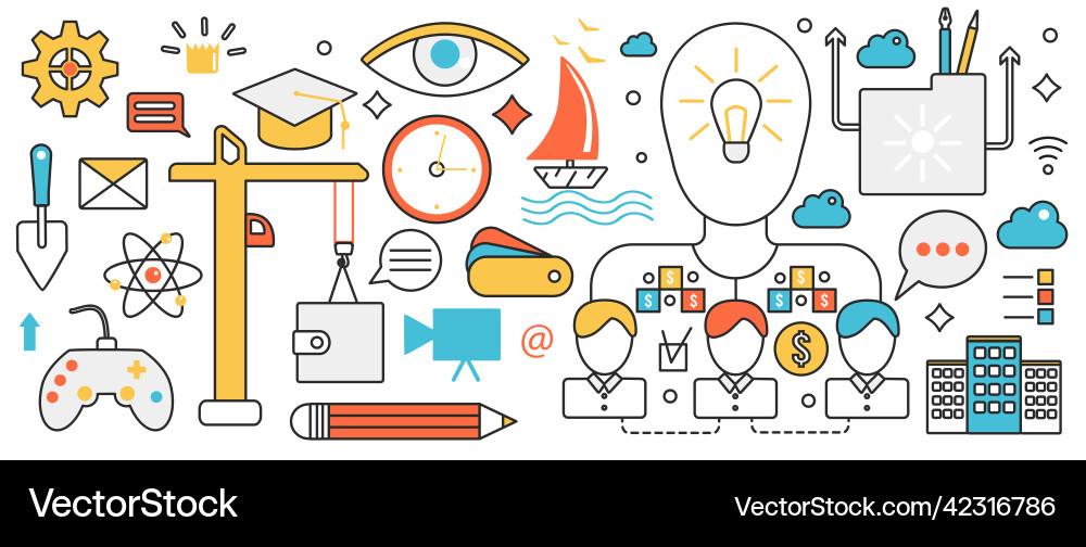 Business team building abstract corporate workers Vector Image