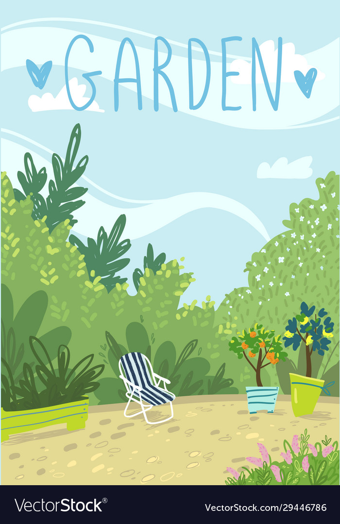 Cosy summer garden Royalty Free Vector Image - VectorStock
