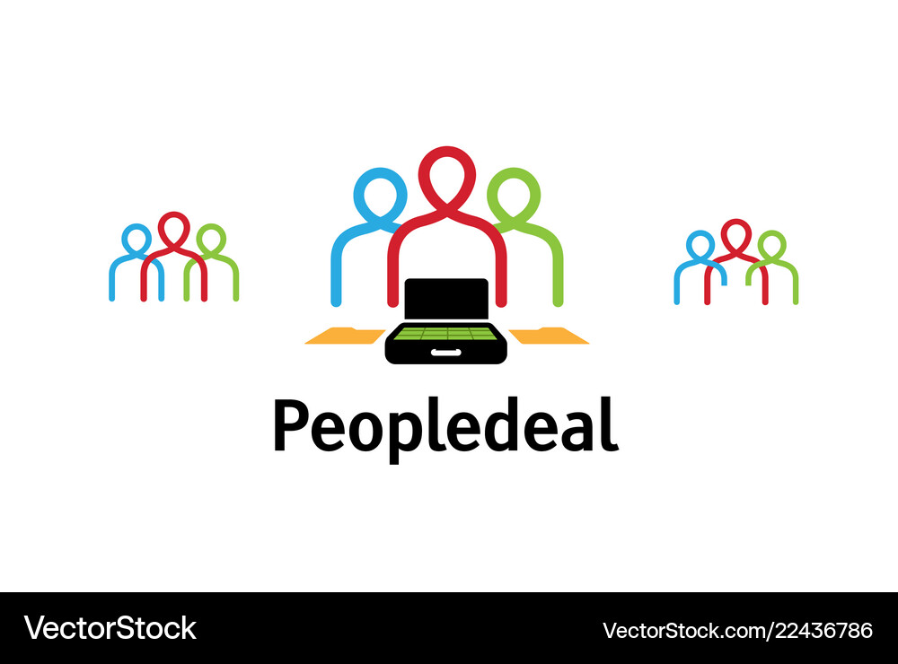 Creative three colorful people deal logo Vector Image