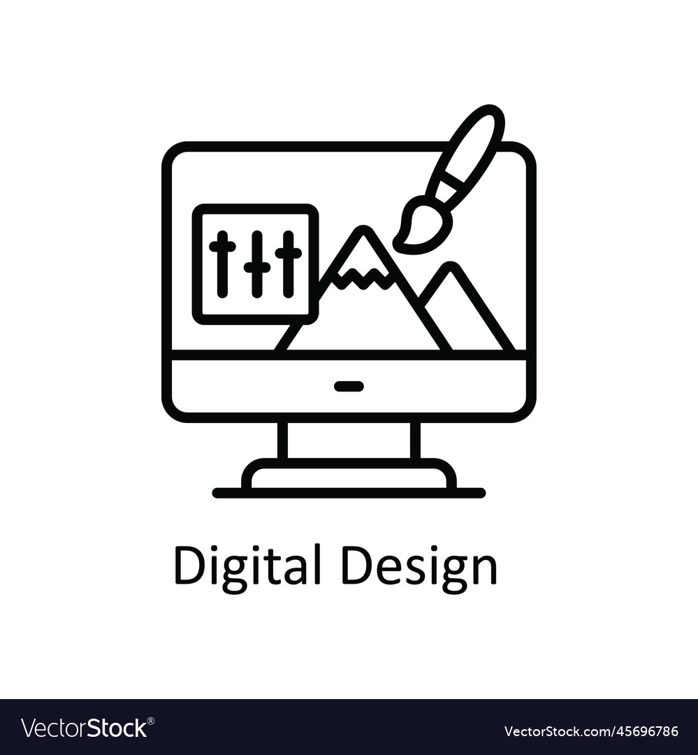 Digital design outline icon design Royalty Free Vector Image