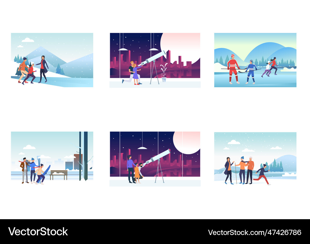 Holiday with family set Royalty Free Vector Image