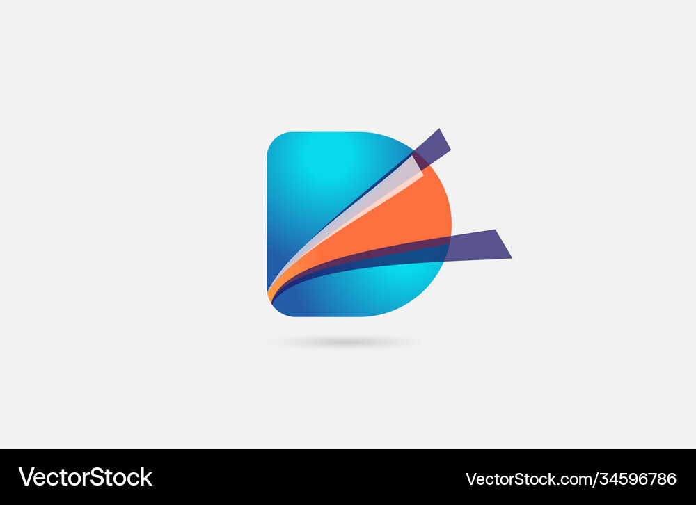 Line orange blue d alphabet letter logo icon Vector Image