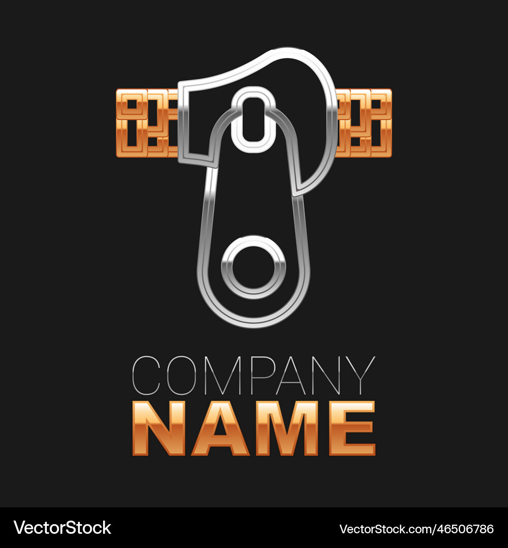 Line zipper icon isolated on black background Vector Image