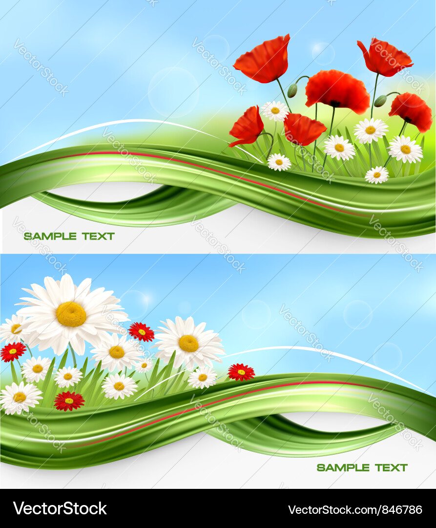 Nature banners with flowers Royalty Free Vector Image