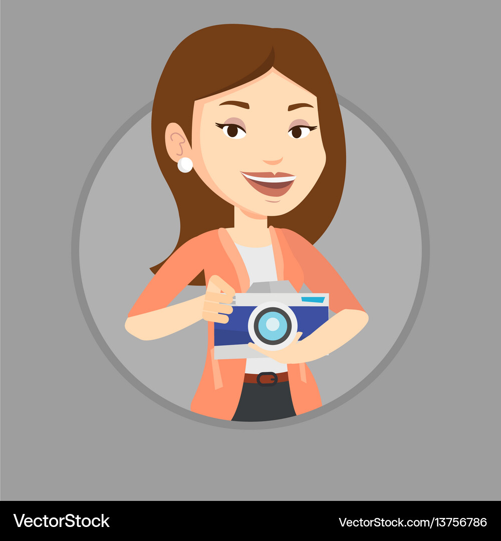 Photographer with camera in photo studio Vector Image