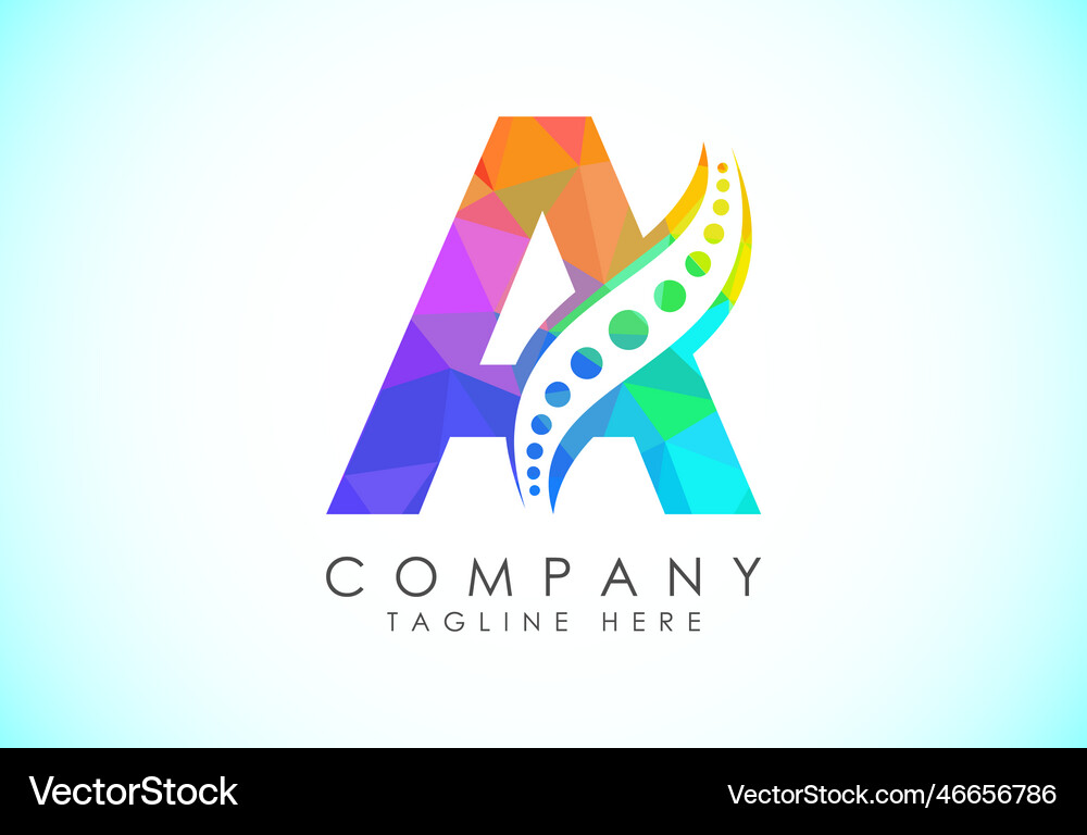Polygonal a alphabet with chiropractic spine logo Vector Image