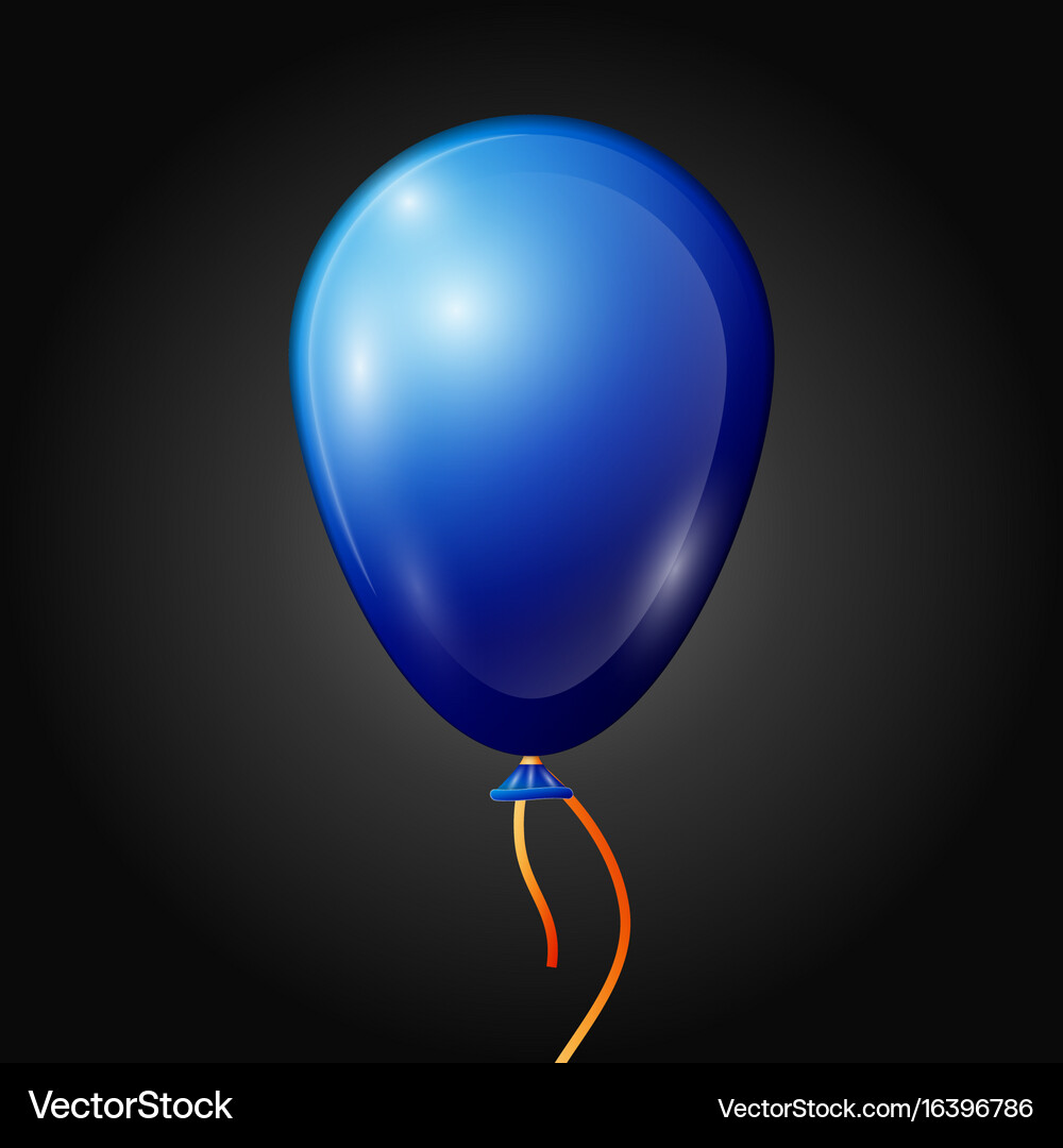 Realistic blue balloon with ribbon isolated Vector Image