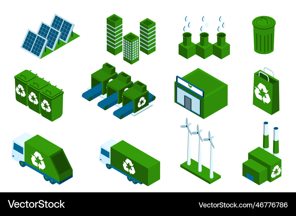 Recycling and Waste Management Icons Royalty Free Vector