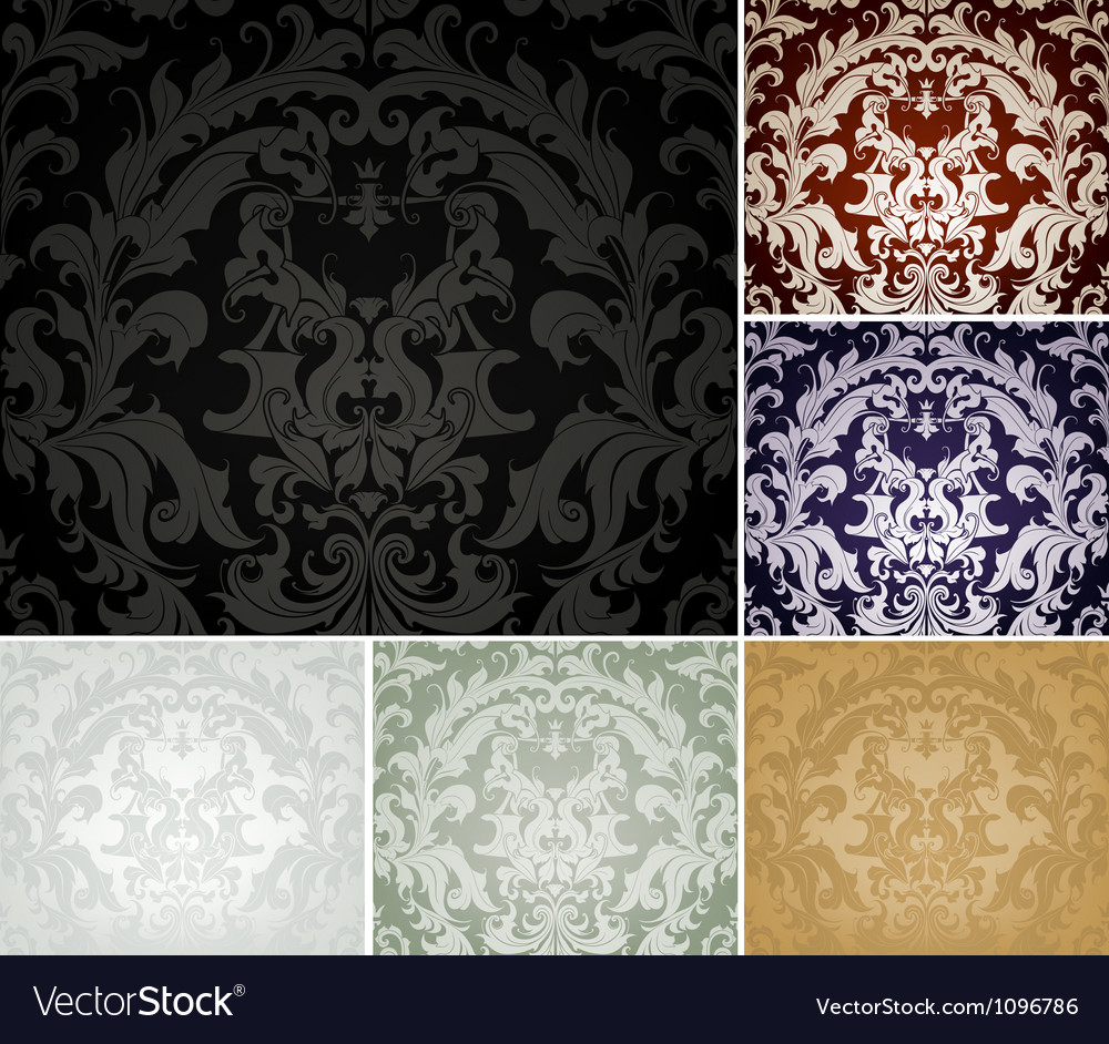 Seamless wallpaper pattern set of six colors Vector Image
