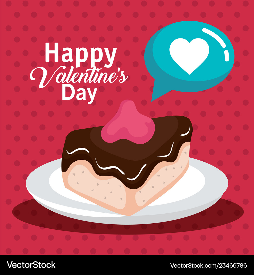 Sweet cake portion with hearts love Royalty Free Vector