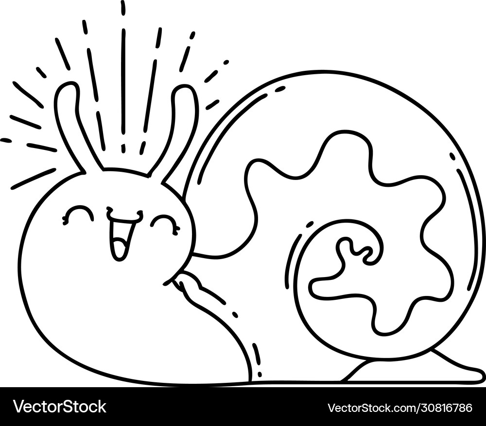 Traditional black line work tattoo style happy Vector Image