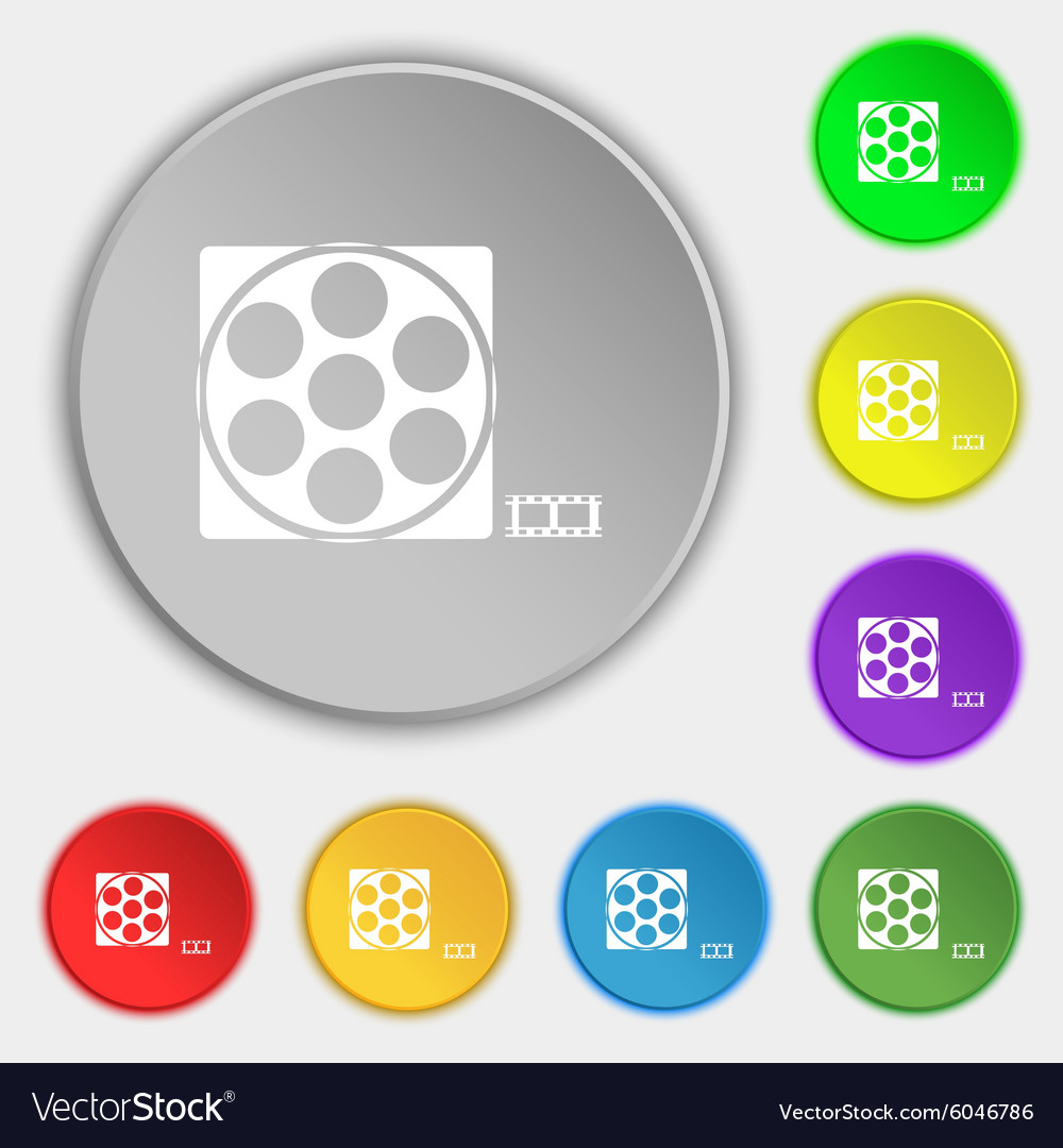 Video sign icon frame symbol Symbols on eight flat