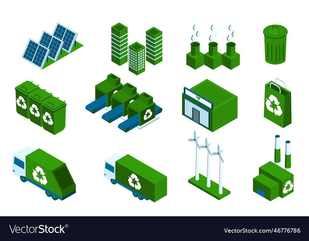 Waste recycling set Royalty Free Vector Image - VectorStock