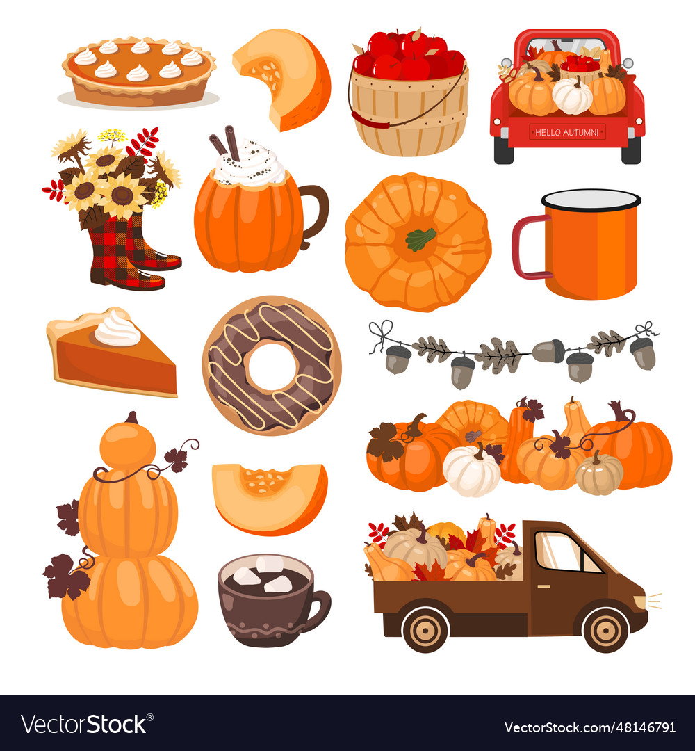 Autumn set elements Royalty Free Vector Image - VectorStock