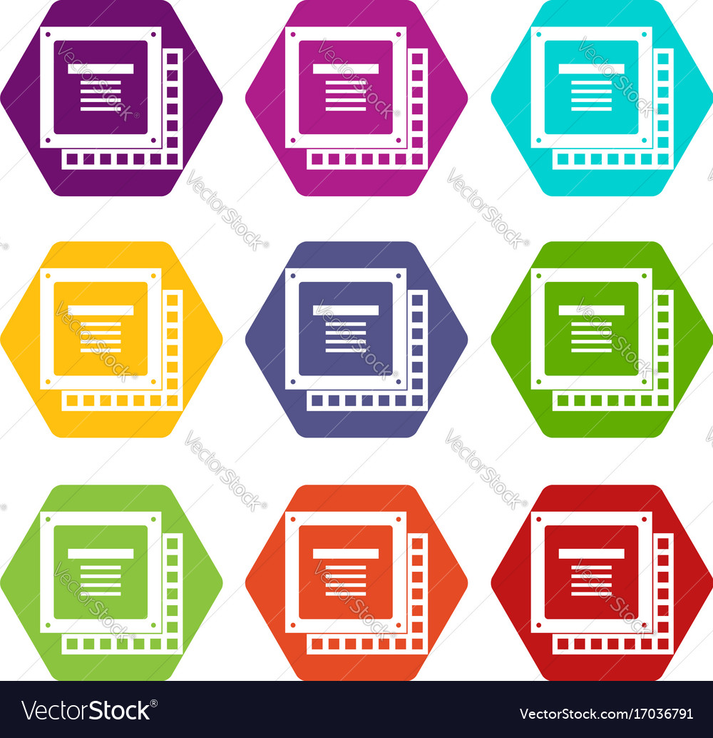 Computer cpu processor chip icon set color Vector Image