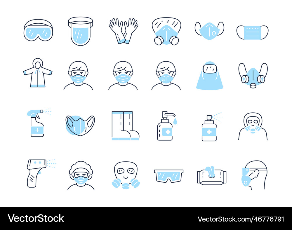 Covid19 icons outline set Royalty Free Vector Image