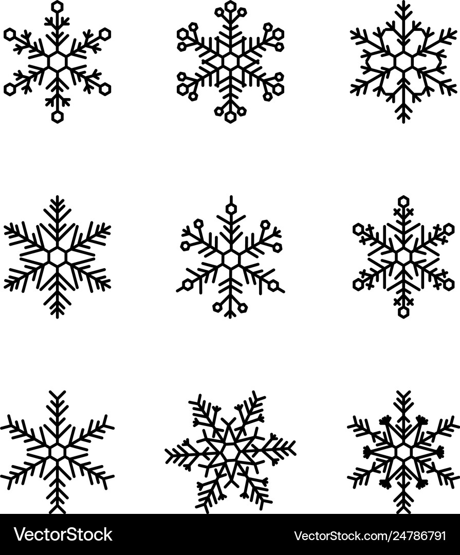 Cute snowflakes collection isolated on white Vector Image