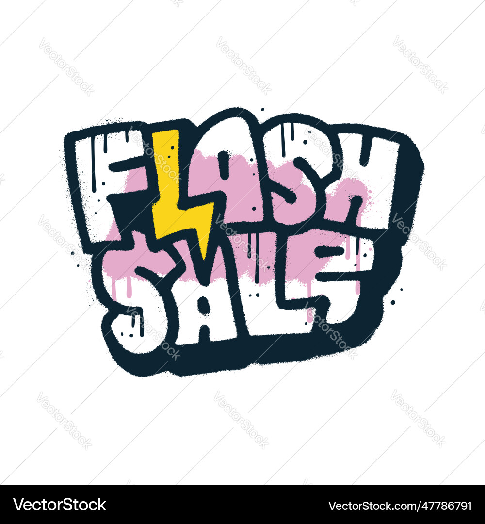 Flash sale - discount label in sprayed hand darwn Vector Image