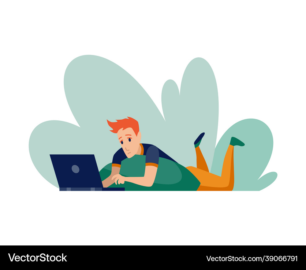Freelance man working at home in comfortable Vector Image