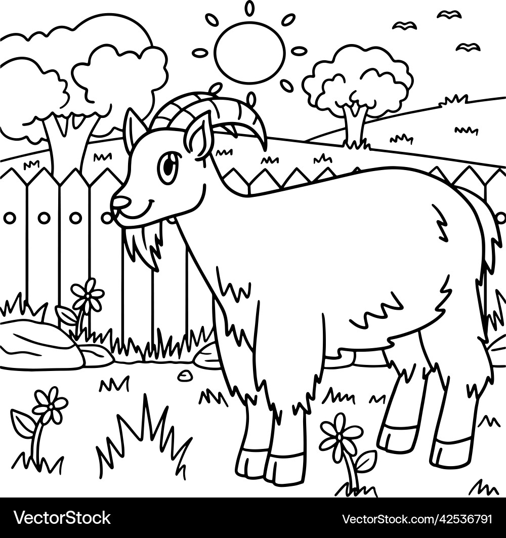 Goat coloring page for kids Royalty Free Vector Image