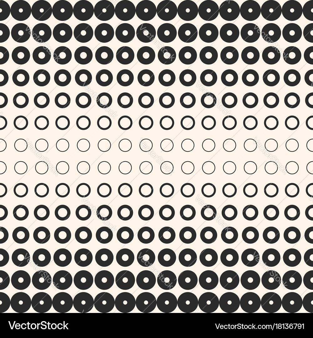 Halftone circles and rings monochrome background Vector Image