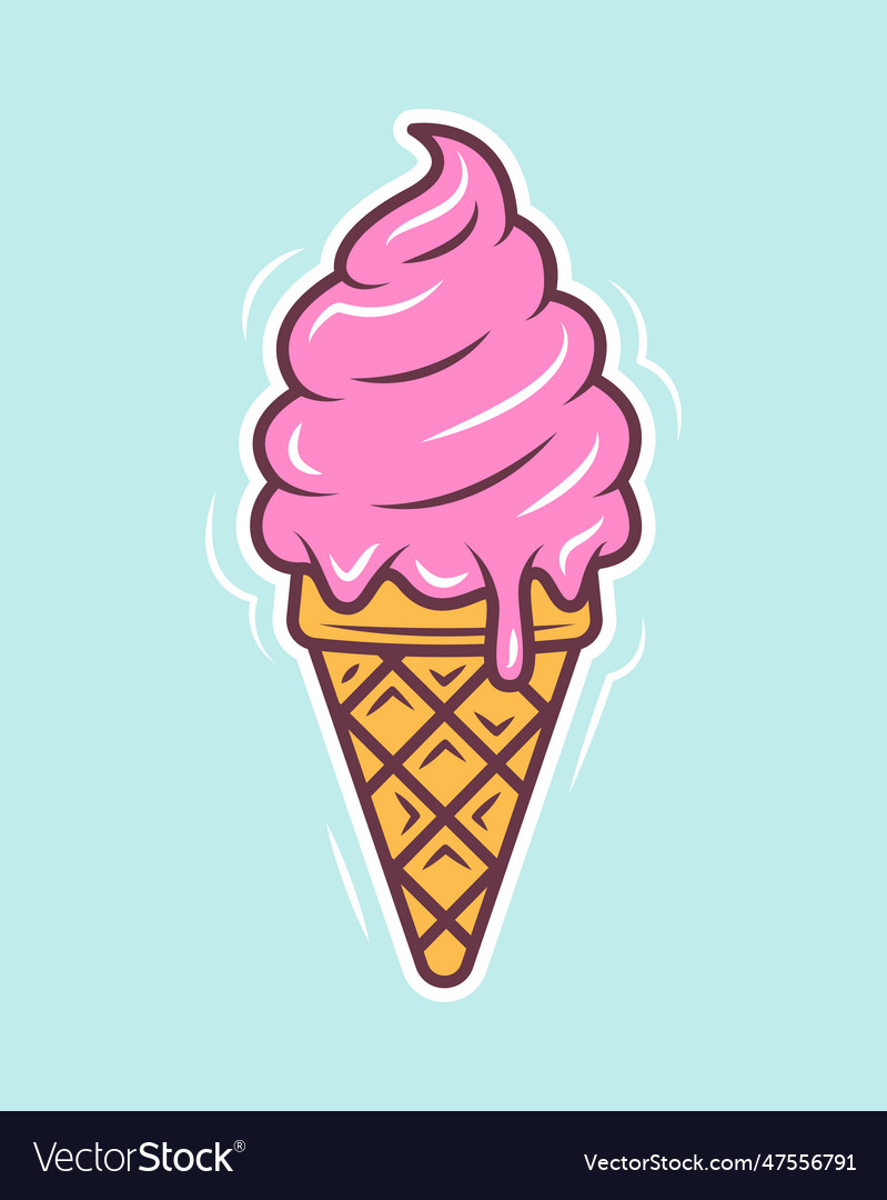 Ice Cream Cone Cartoon Style Royalty Free Vector Image