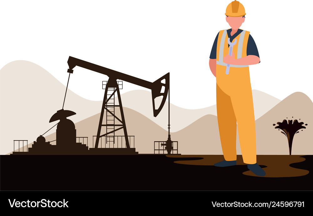 Oil industry worker avatar character Royalty Free Vector