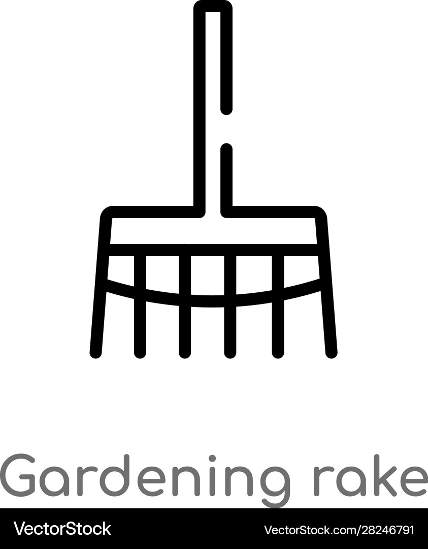 Outline gardening rake icon isolated black simple Vector Image